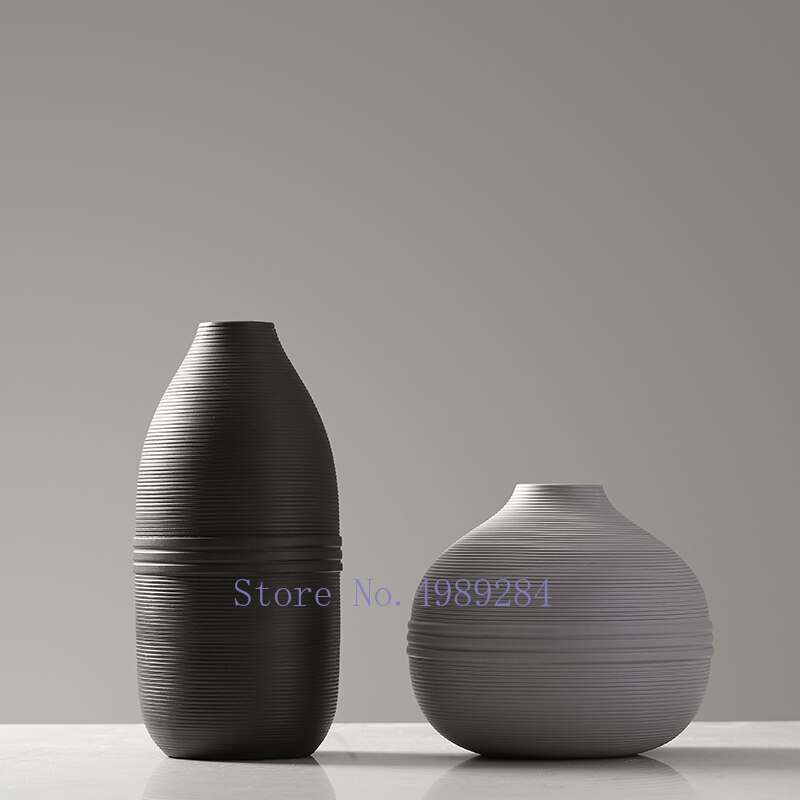 Nordic Ceramic vase stripe Handmade Home modern de... – Grandado