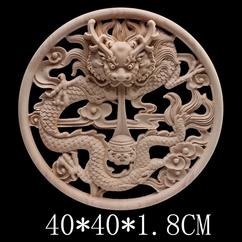 European Decals Carved Dragon Disc Door Flowers an... – Grandado