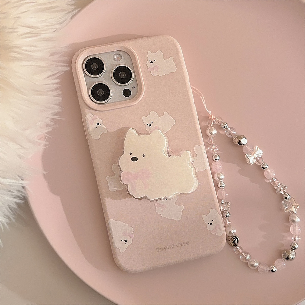 Ins white dog puppy stand holder bracelet phone ca... – Grandado