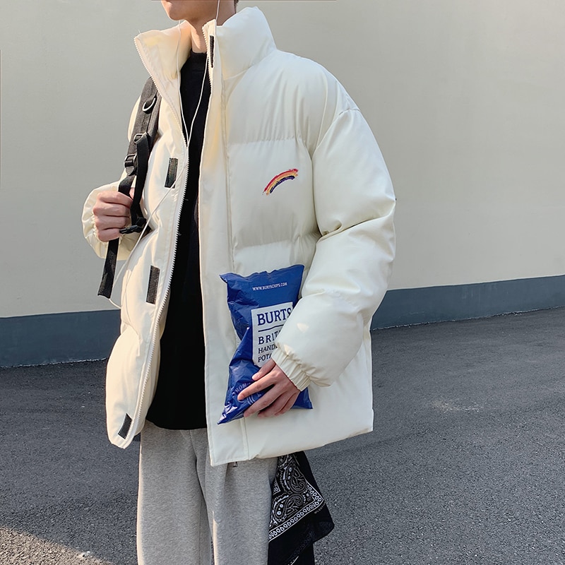 Men Rainbow Thick Bubble Coat Parka Mens Streetwea... – Grandado