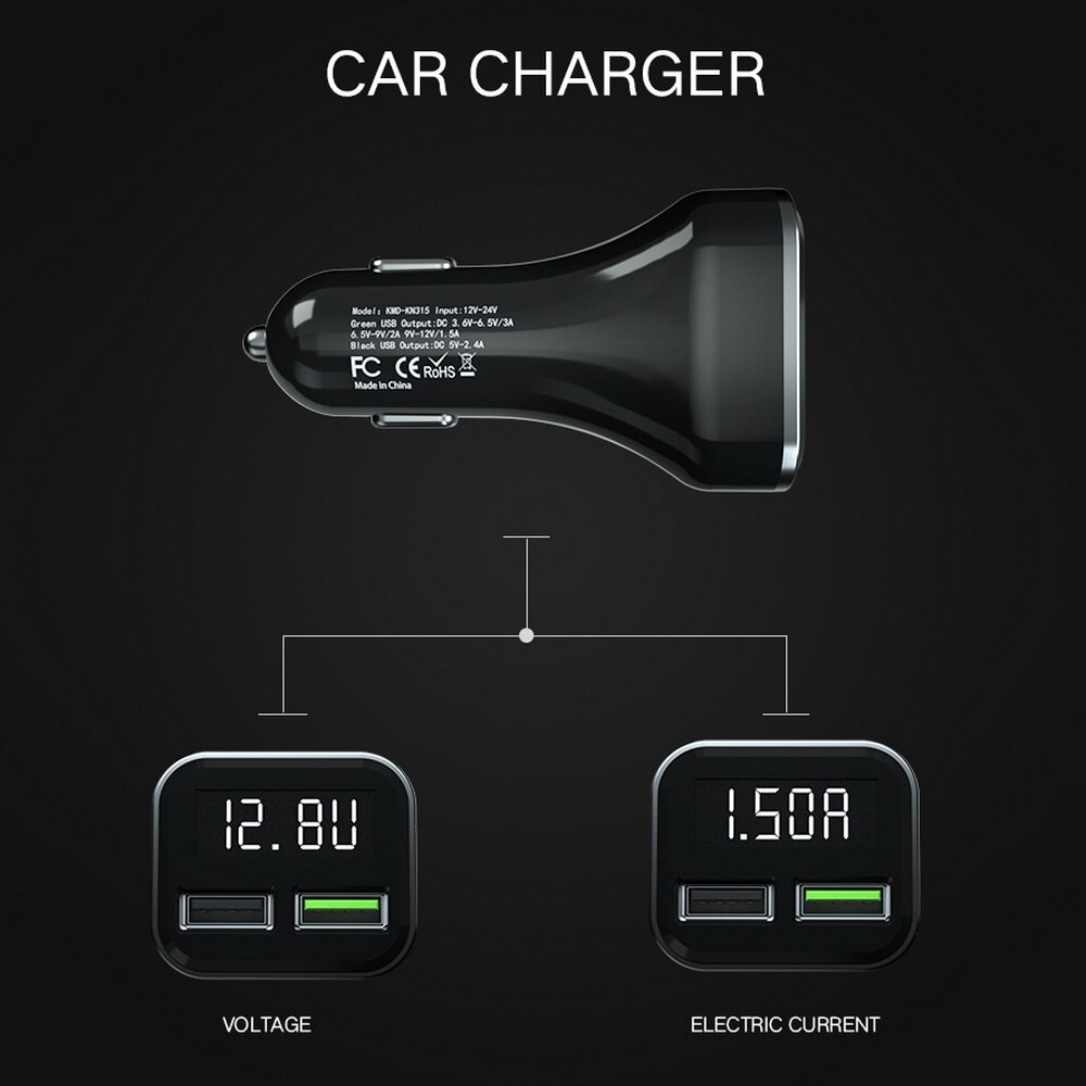 Cargador USB rápido KN315 QC3.0 2,0 para coche, 2 ... – Grandado