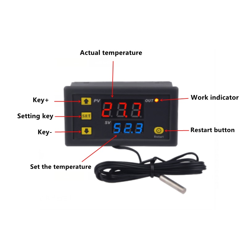 W3230 Mini Digitale Temperatuur Controller 12V 24V... – Grandado