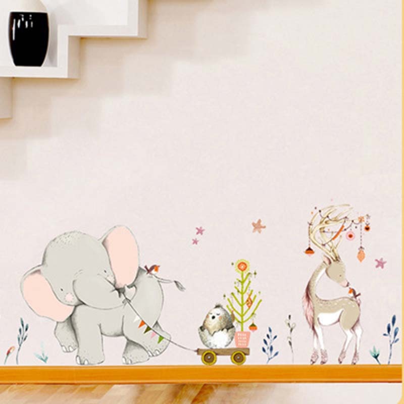 Tegneserie forest flowe elefant kanin giraf dyr væ... – Grandado