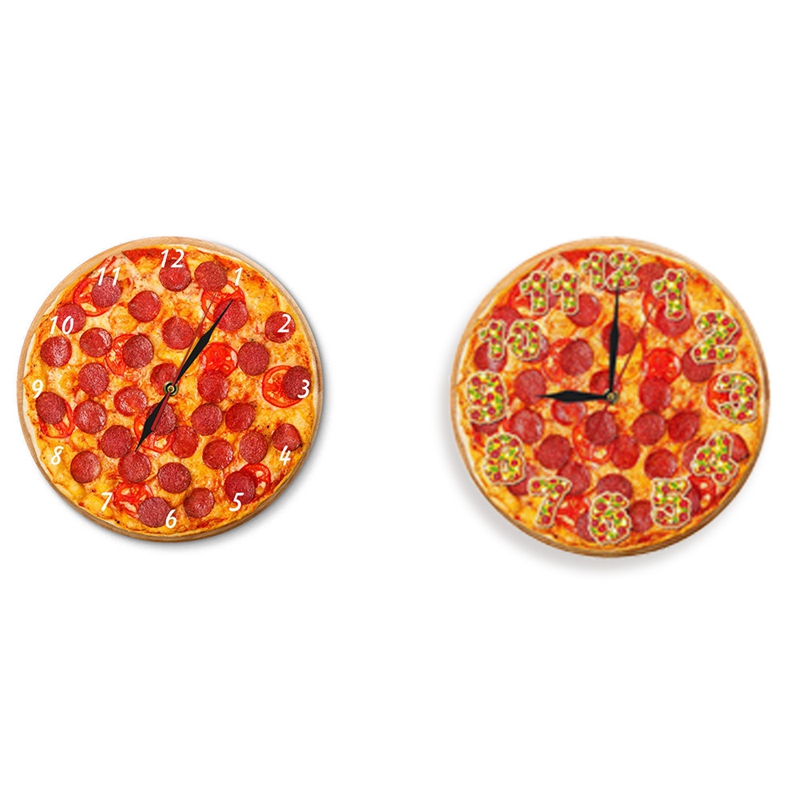 Simulation Pizza Wall Clock Western Food Shop Pizz... – Grandado