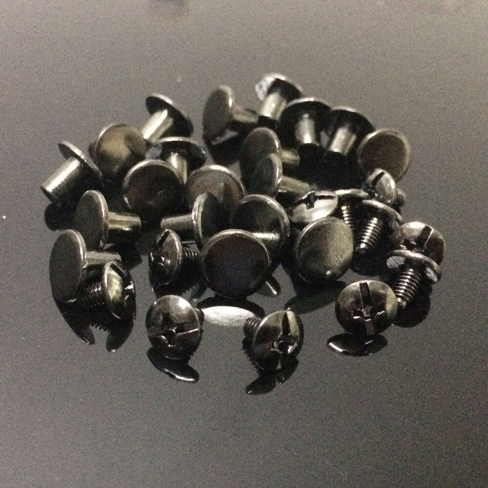 100Sets 8X7MM Black Round Flat Spikes Metal Studs ... – Grandado