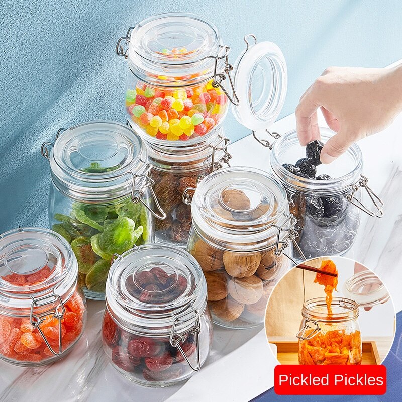 Thickened glass sealed jar transparent buckle tea ... – Grandado