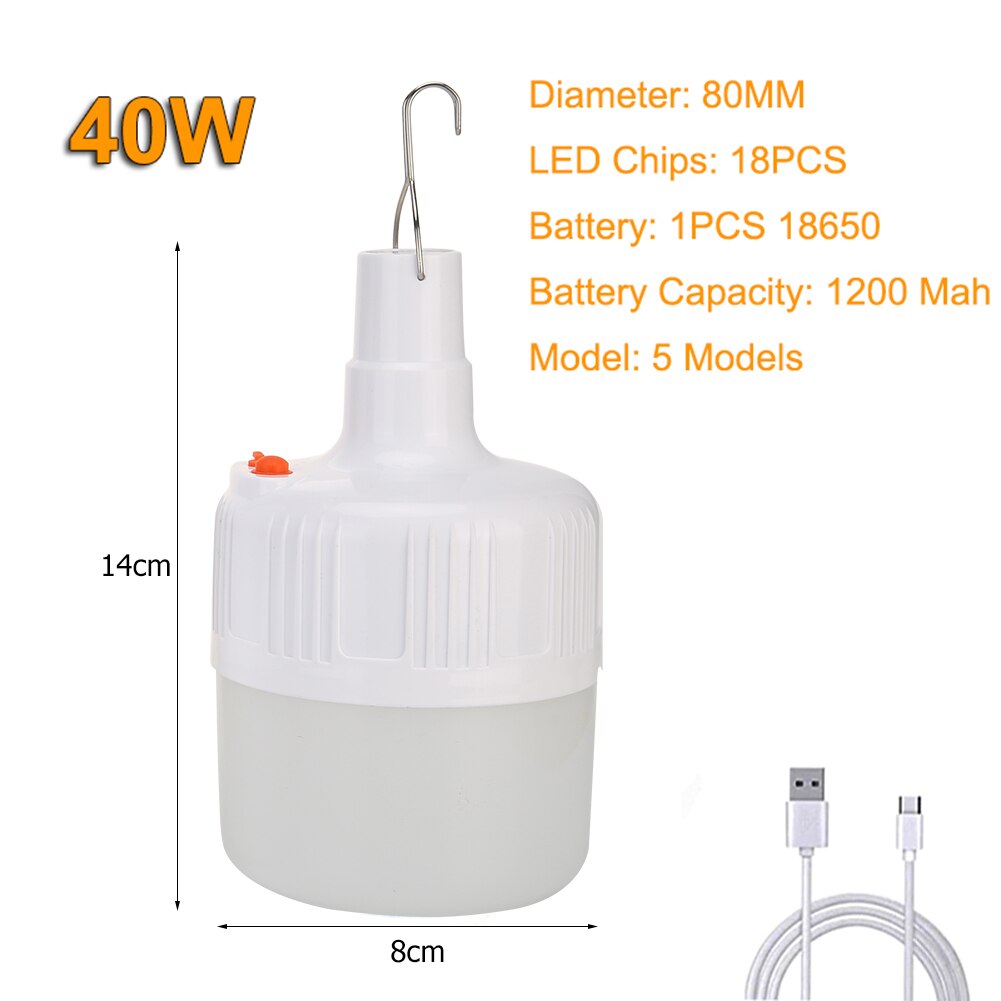 Portable LED Camping Light Bulb USB Rechargeable T... – Grandado