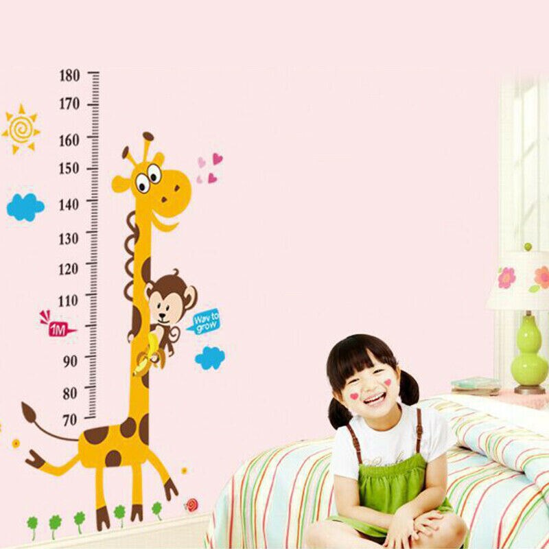 Giraffe Monkey Cartoon Height Measure Wall Sticker... – Grandado