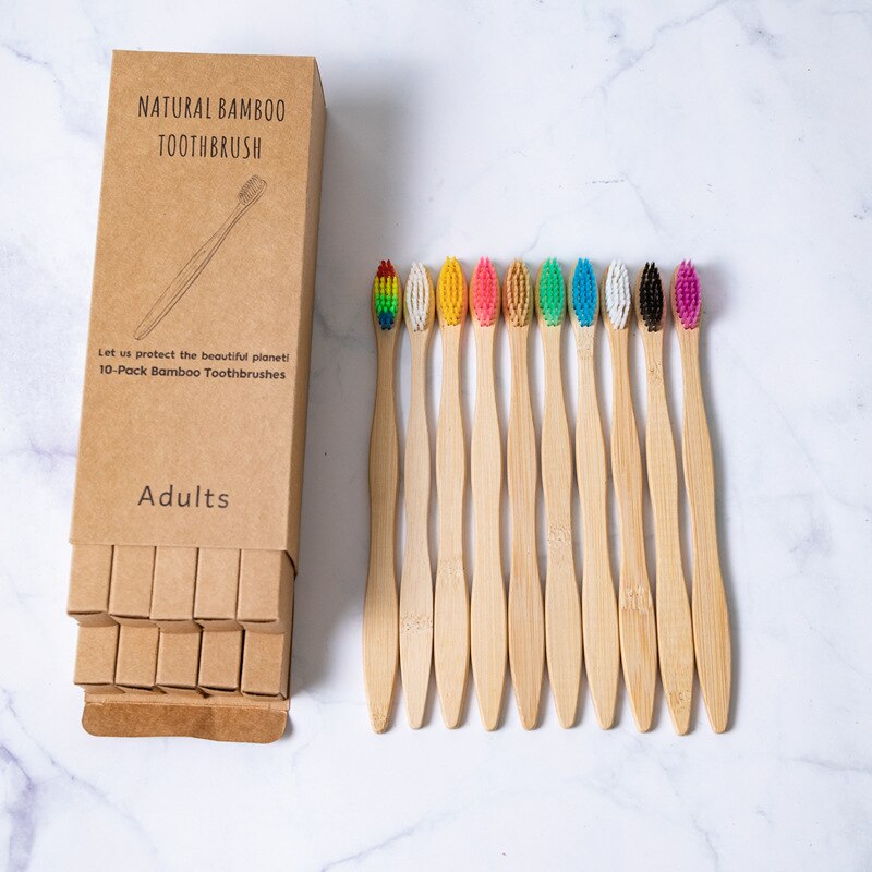 4/8/10PCS Bamboo Toothbrush Wood Handle Tooth Brus... – Grandado