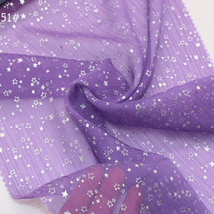 Cosplay Chiffon Fabric 30D Silver Star Bronzed Fab... – Grandado