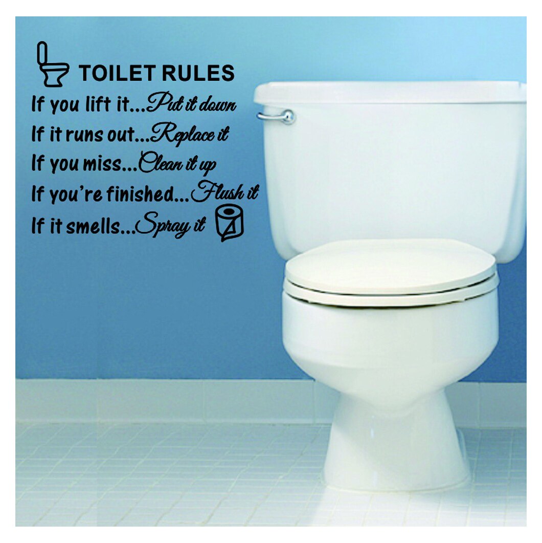 Toilet Rules Bathroom Removable Wall Sticker Vinyl... – Grandado