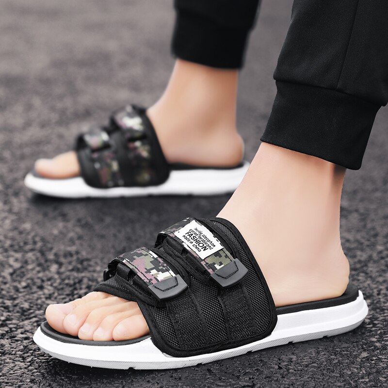 Summer Plus Size Men's Slippers Velcro Strap Men B... – Grandado