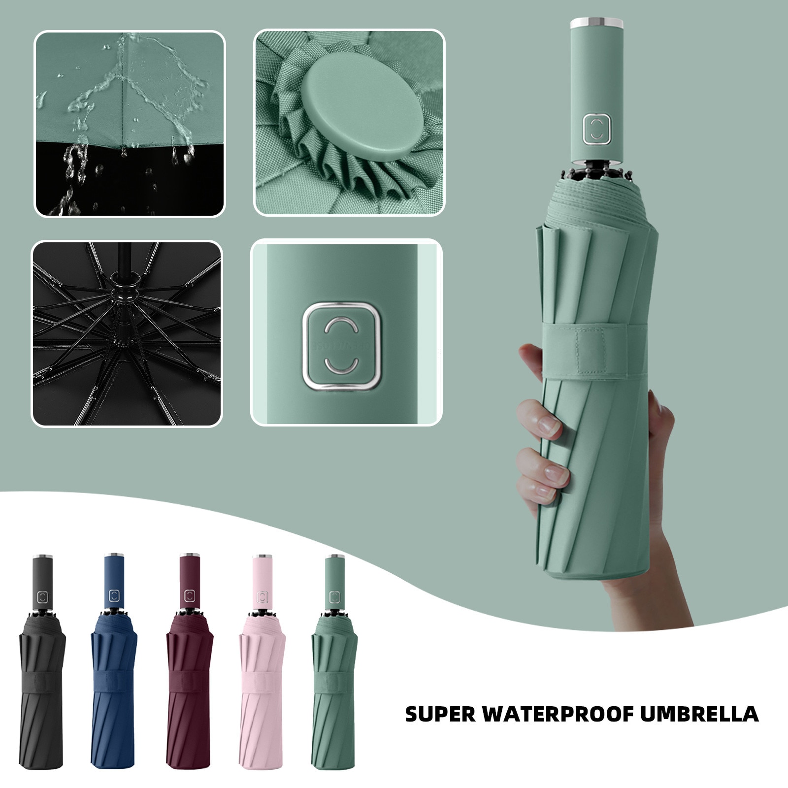 Sunshade Automatic Umbrella 12 Ribs Tri-folding Su... – Vicedeal