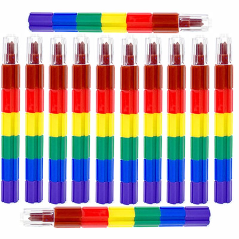 Stacking Buildable 6 Colors Crayons Set, Connect S... – Grandado