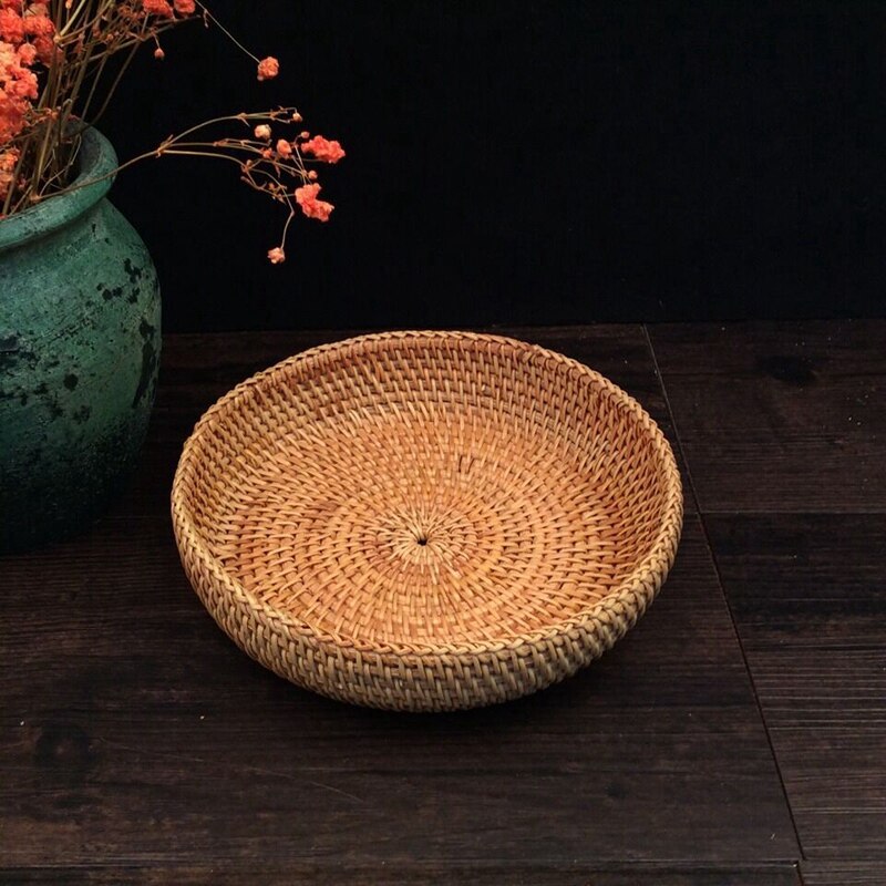 Handmade Autumn Rattan Weaving Round Storage Baske... – Grandado