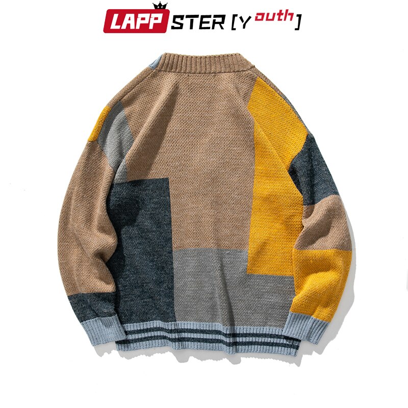 LAPPSTER-Youth Men Patchwork Winter Cardigan Autum... – Grandado