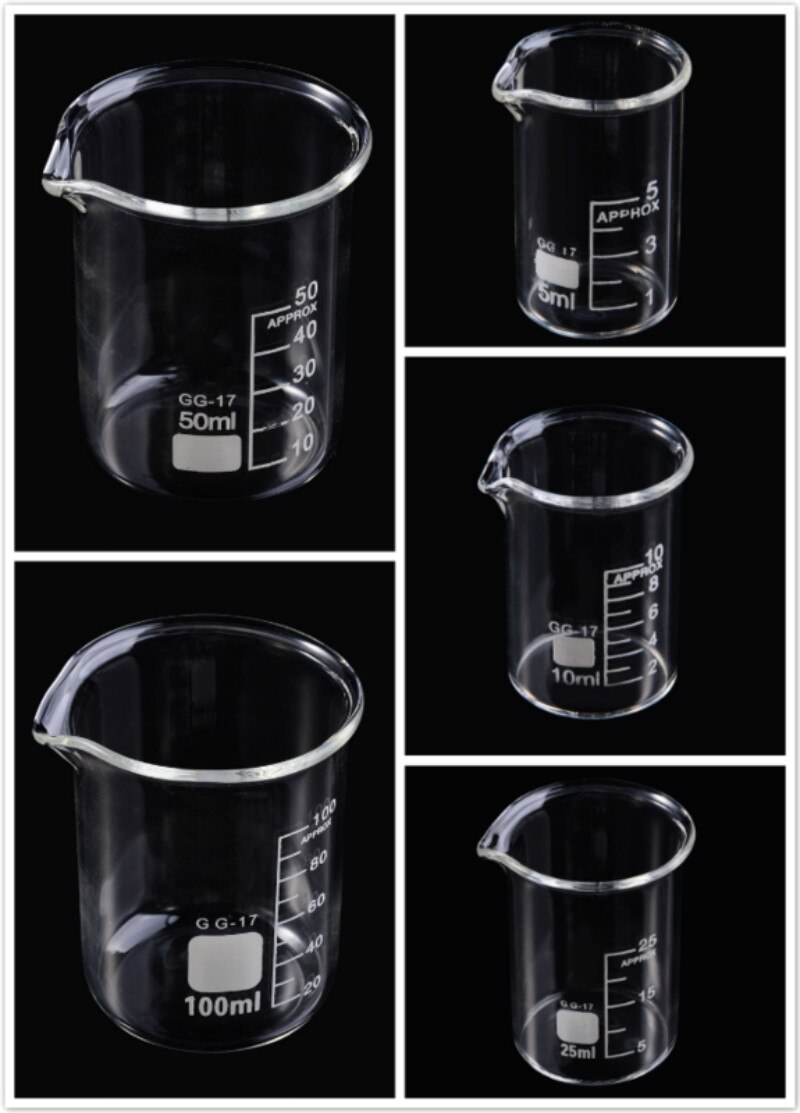 5pcs/set Glass Beaker 5/10/25/50/100ml Laboratory ... – Vicedeal