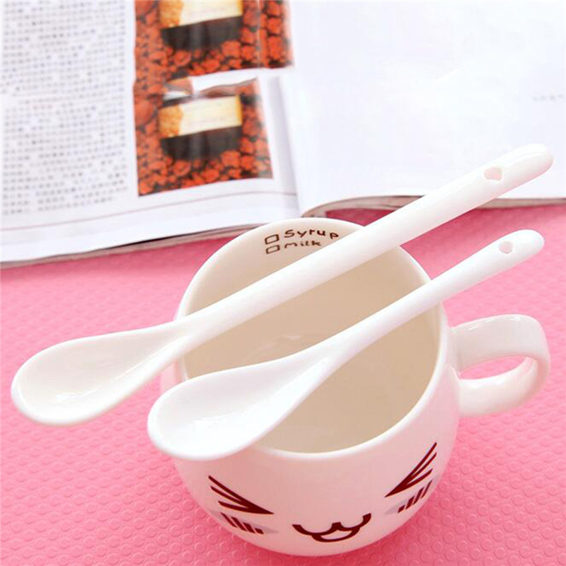 2pcs/lot Small White Porcelain Spoons Long Handle ... – Vicedeal