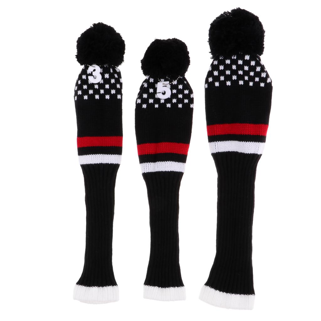 3 Piece Pom Pom Knit Headcover Fairway Woods Drive... – Grandado