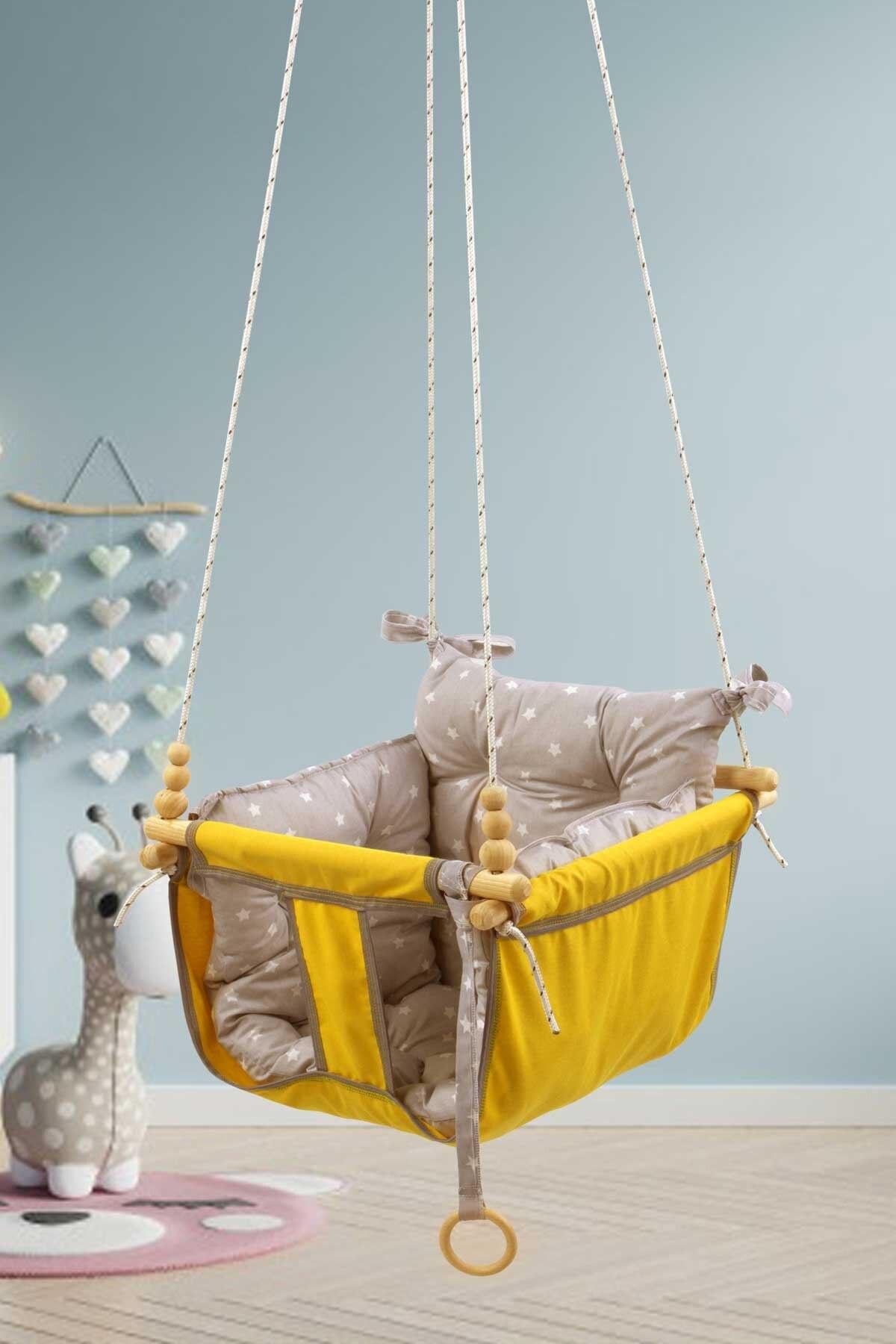 Gula bebis barn roligt gunga lekaktivitet barn hän... – Vicedeal