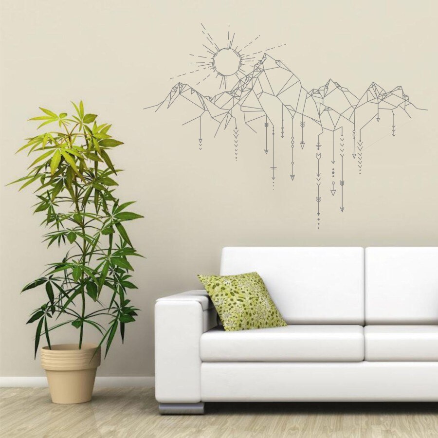 Veggdekor vinyl klistremerke solfjell pil vegg kun... – Grandado