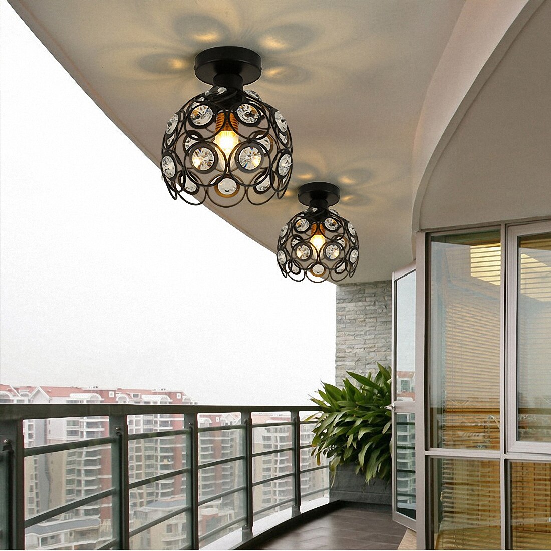 E27 black crystal minimalist ceiling light Single ... – Vicedeal