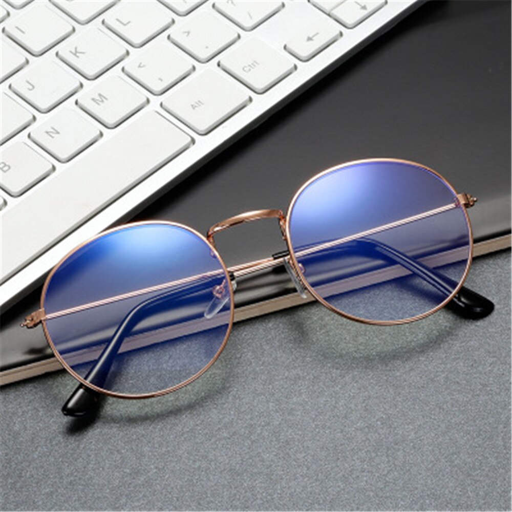 Metal anti-blue glasses retro round frame eye prot... – Grandado
