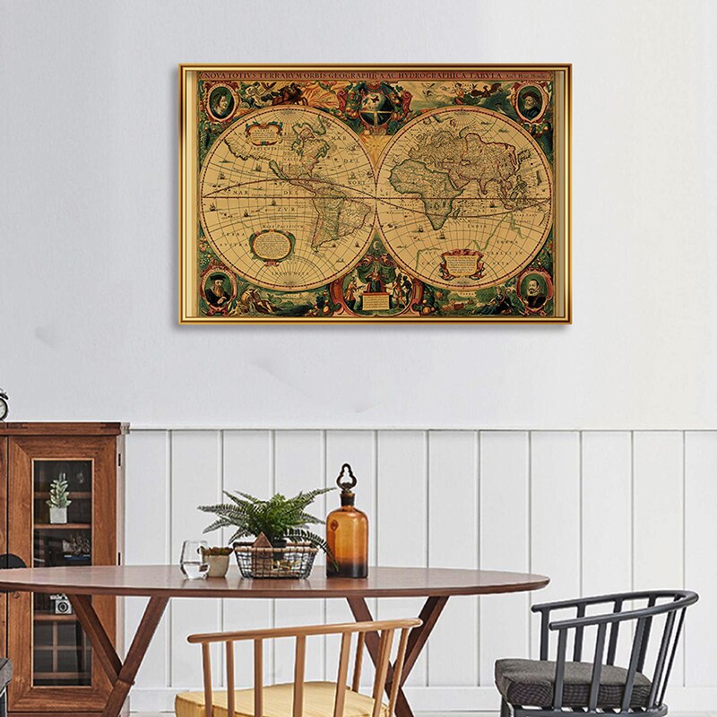 72*48cm Retro World Map Vintage Kraft Paper Poster... – Grandado