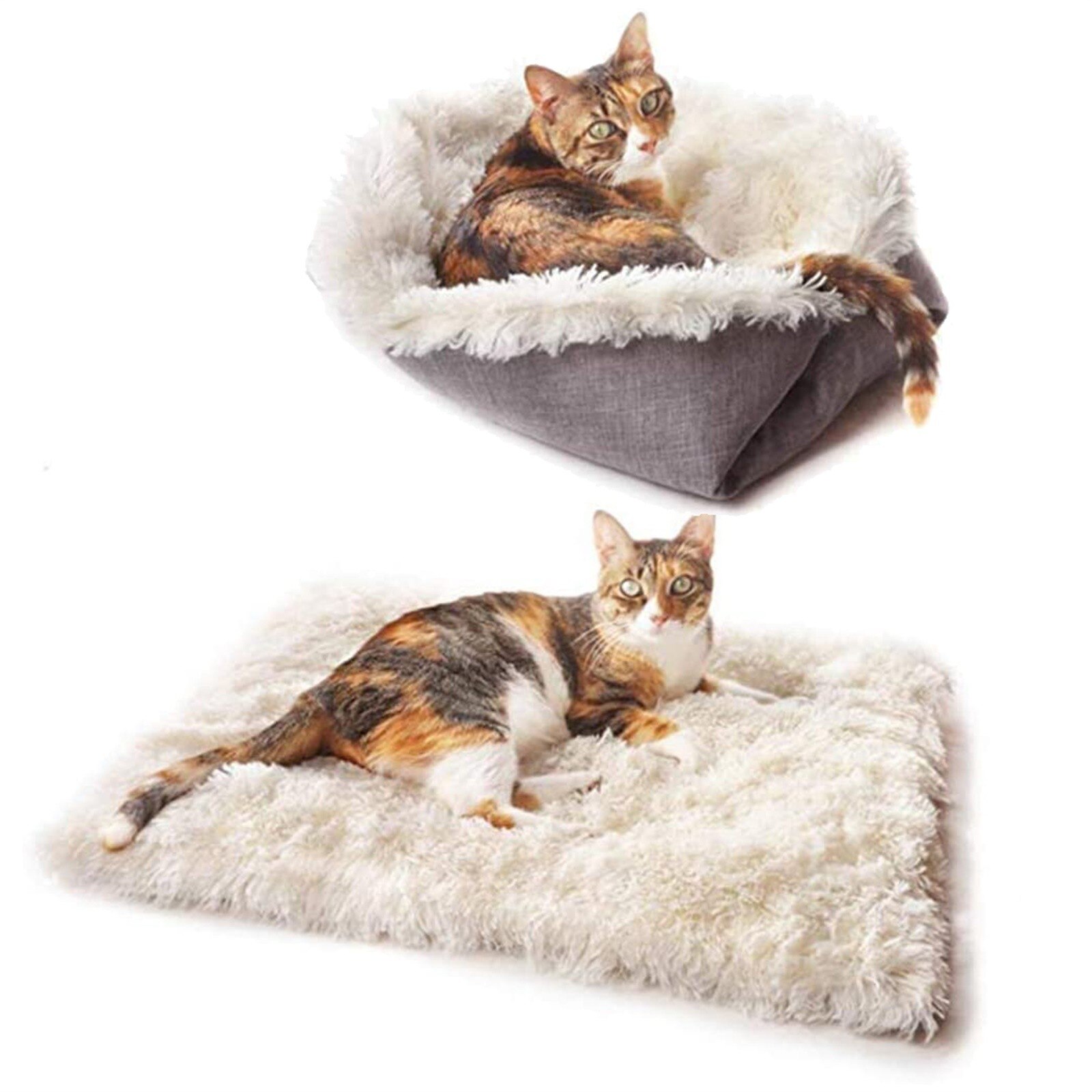 Pet cat litter dual-purpose soft pet bed dog cat w... – Grandado