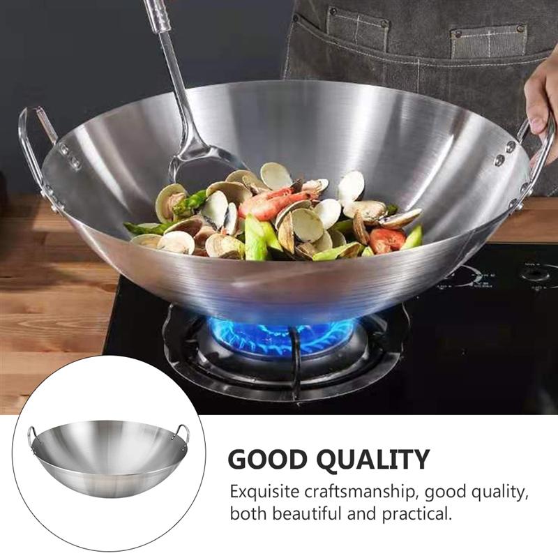 1pc 30/32cm Non-coating Stainless Steel Woks Gas C... – Grandado