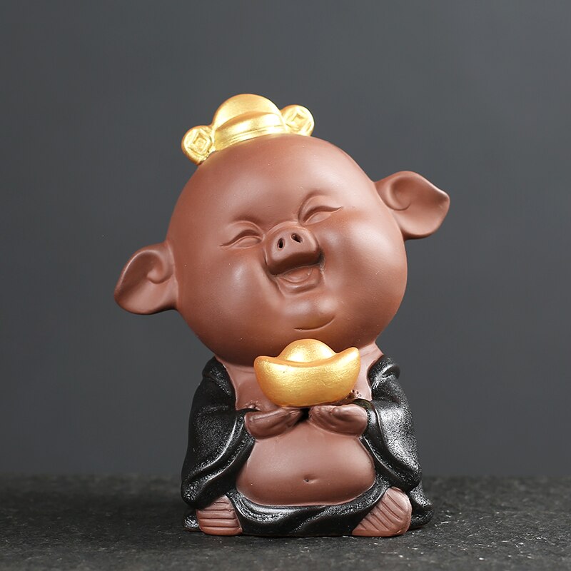 1Pc Wufu Pig Purple Clay Tea Pet Ornaments Handmad... – Vicedeal