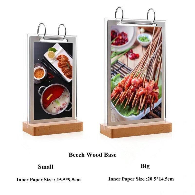 Double-sided Acrylic Wood Base Table Card Menu Sig... – Grandado