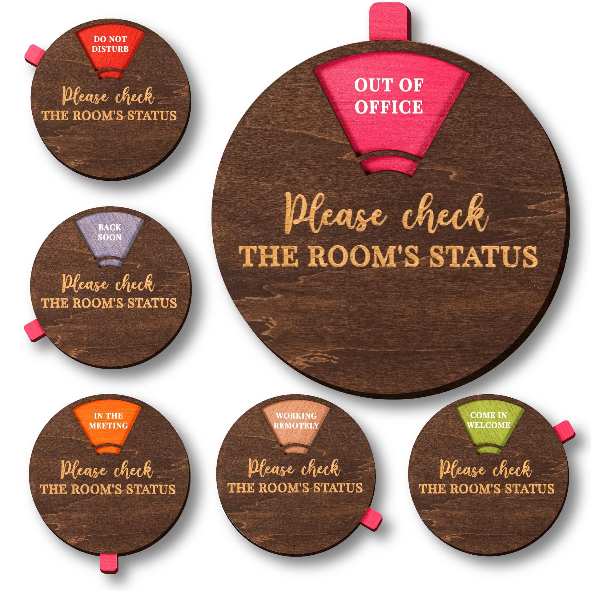 Rotatable Door Sign Wooden Office Door Sign with 6... – Grandado