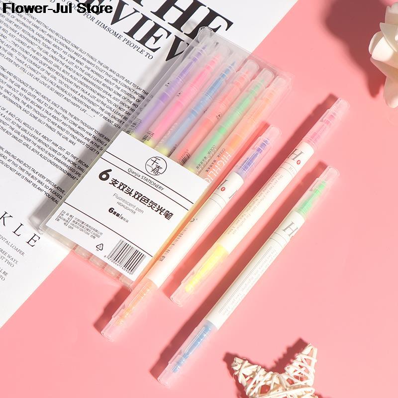 3/6Pcs Highlighter Pen Stationery Double Headed Fl... – Vicedeal