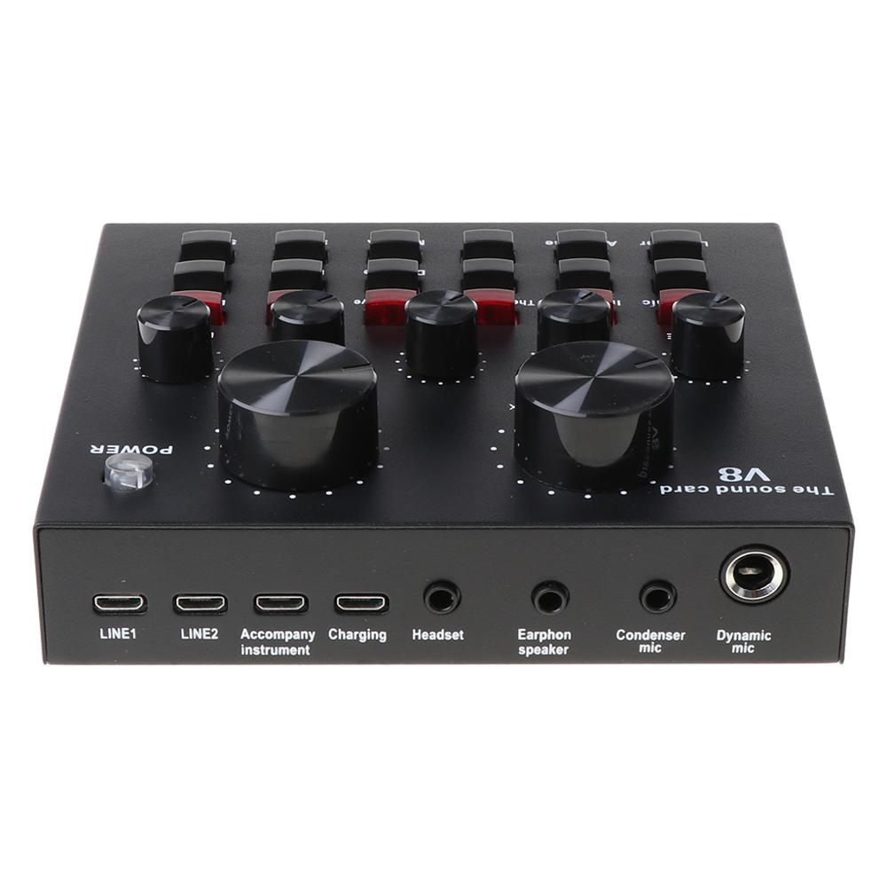 Black V8 Live Sound Card Voice Changer Multiple Fu... – Grandado
