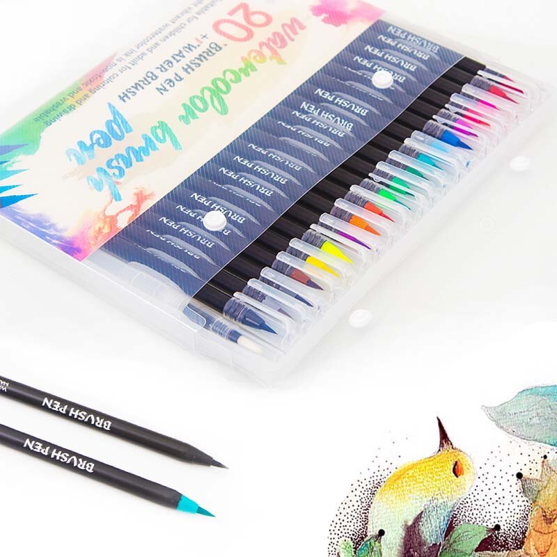 20 Colors Premium Markers Soft Set Watercolor Pain... – Grandado