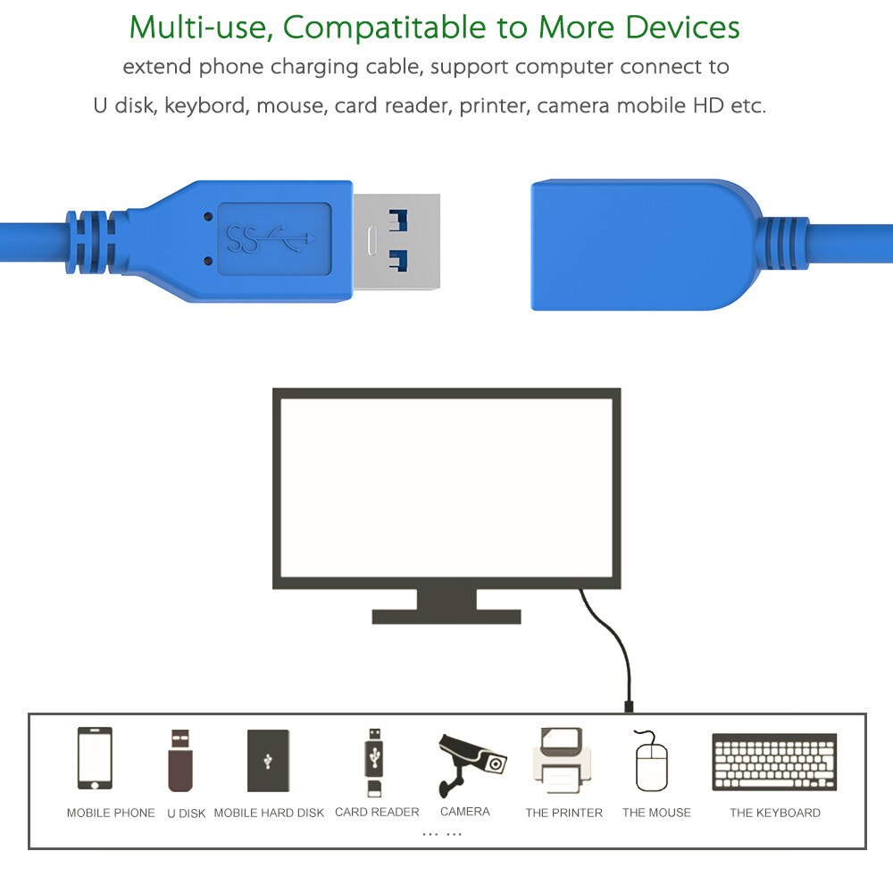 USB Extension Cable USB 3.0 Male To Female Cable f... – Vicedeal