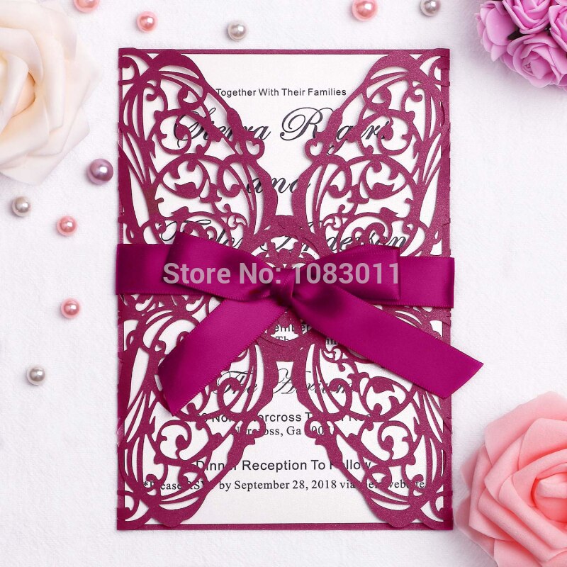 PONATIA 20 PCS Burgundy Wed Invitations Cards With... – Grandado