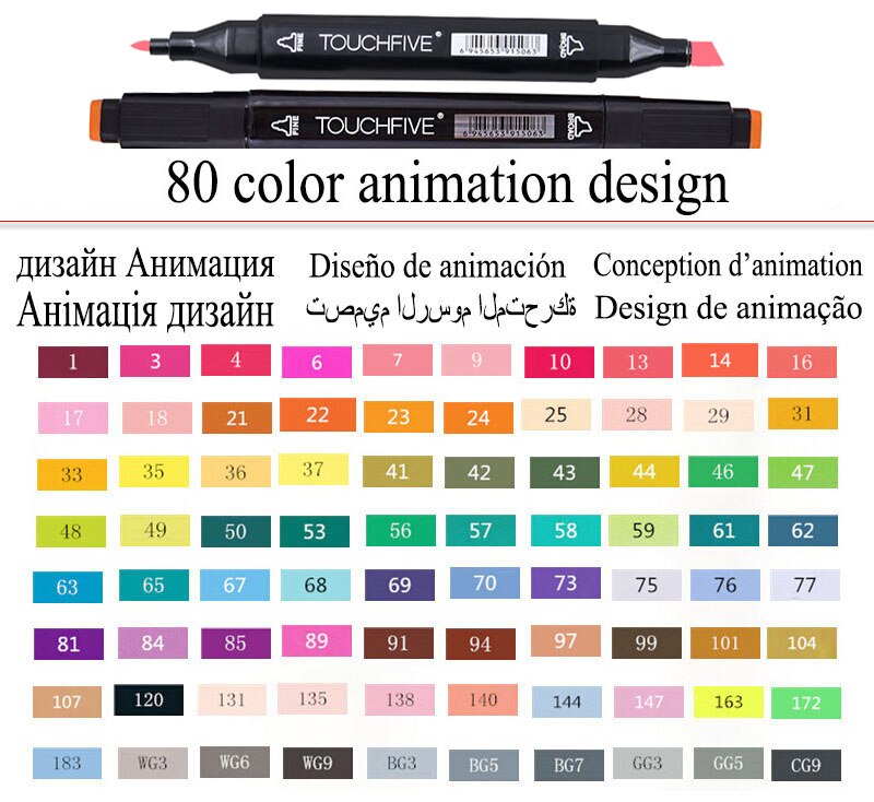 TouchFive Markers Art 30/40/60/80 Color animation ... – Vicedeal