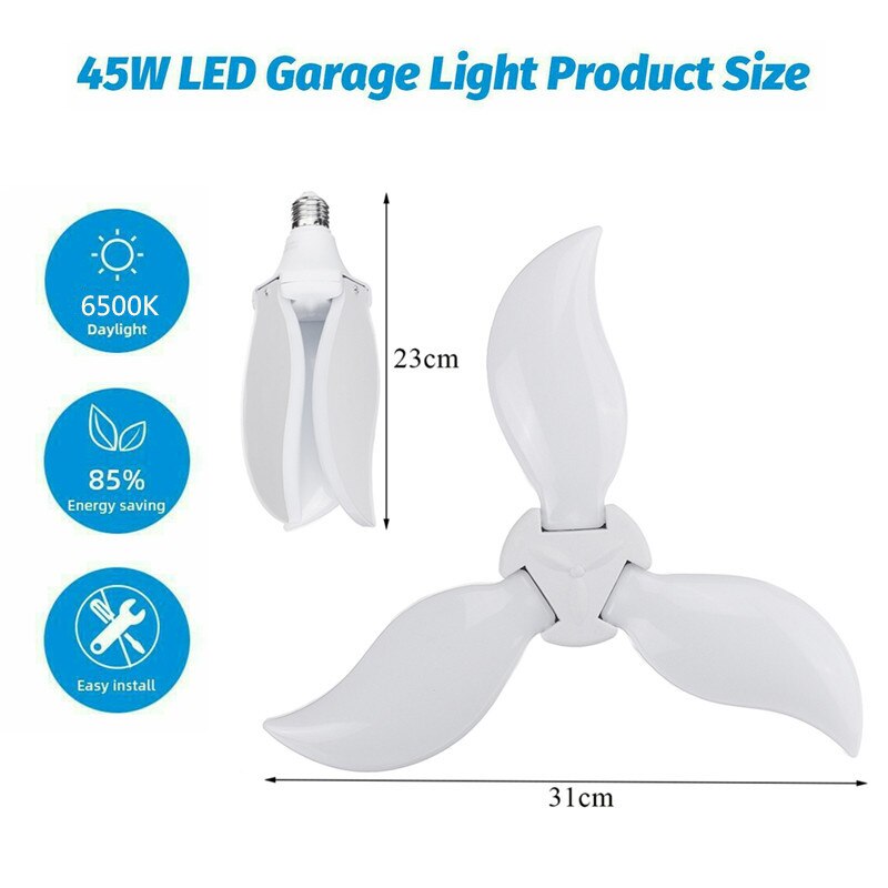 45W LED Garage Lamp Deform Light Foldable Fan Blad... – Grandado