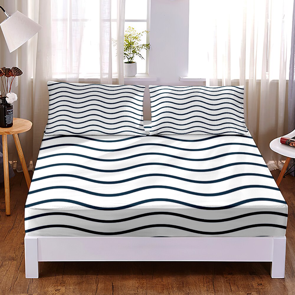Custom 3D Print Modern Ripple Fitted Sheet Elastic... – Vicedeal