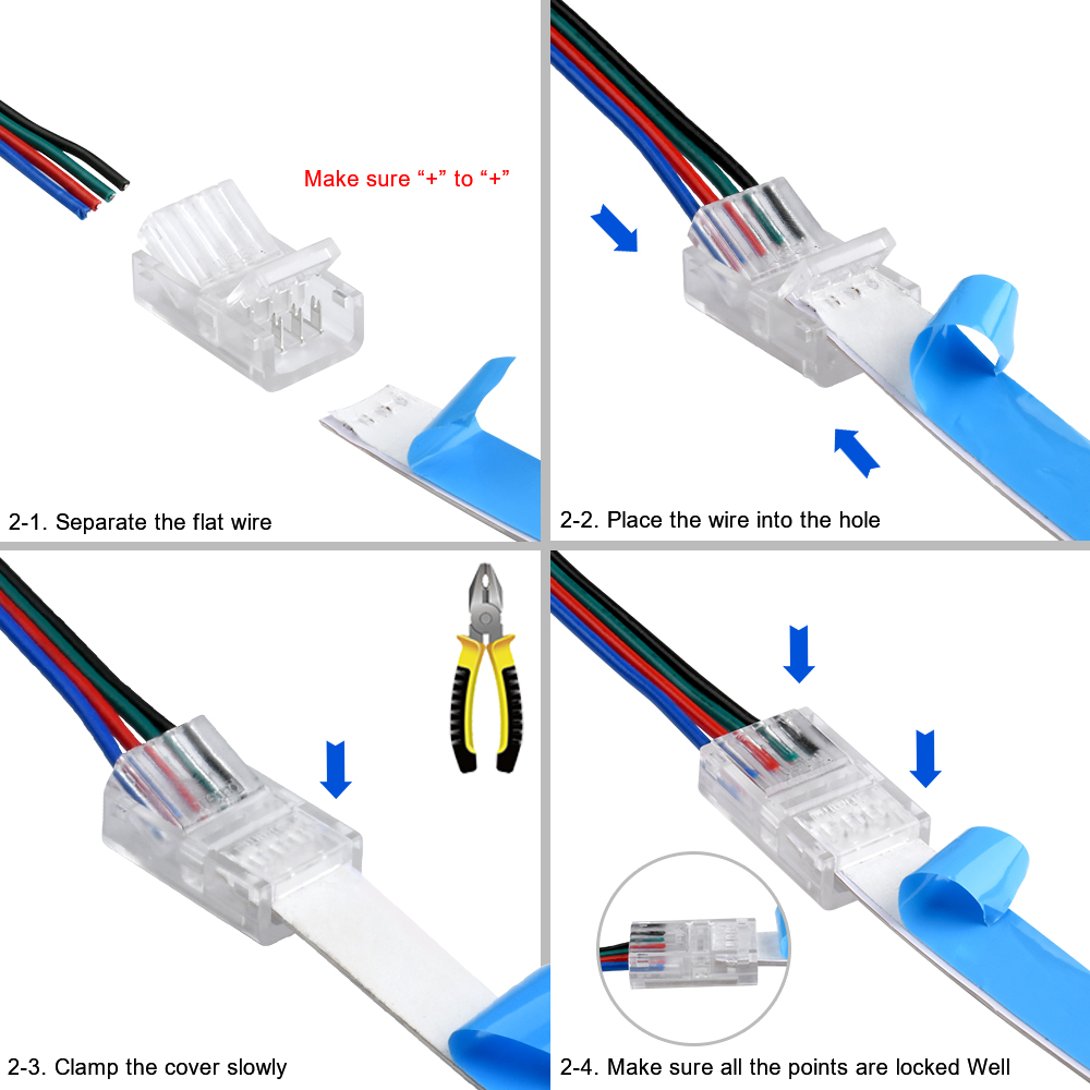 4pin RGB Tape Lights Connector for IP20 IP65 5050 ... – Grandado