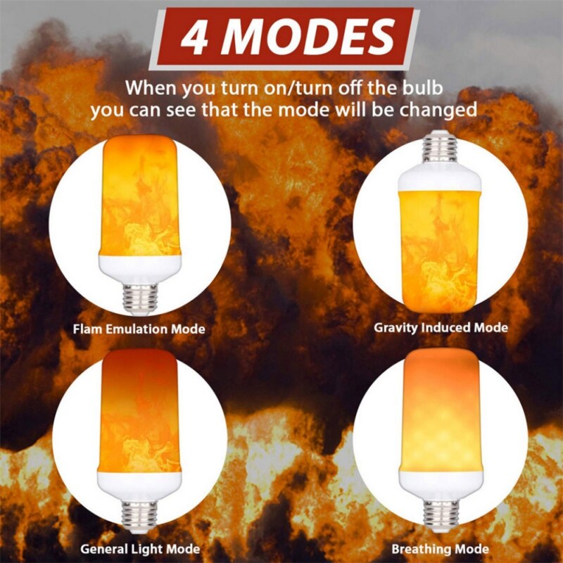 E27 Vlam Lampen 15W 85-265V 4 Modi Led Vlam Effect... – Vicedeal