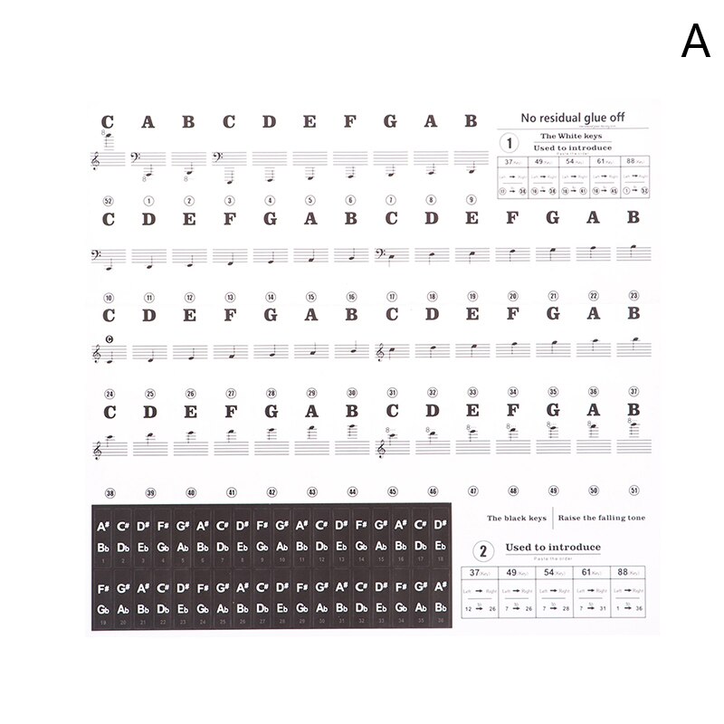 Transparent Piano Keyboard Sticker 54/61 Key Elect... – Grandado