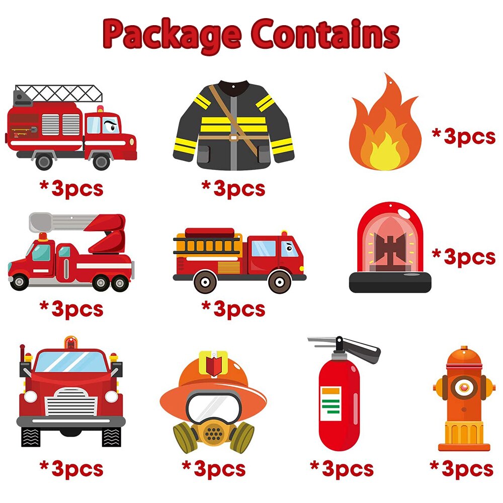 30Pcs Fire Truck Swirls Decorations Fire Theme Bir... – Grandado
