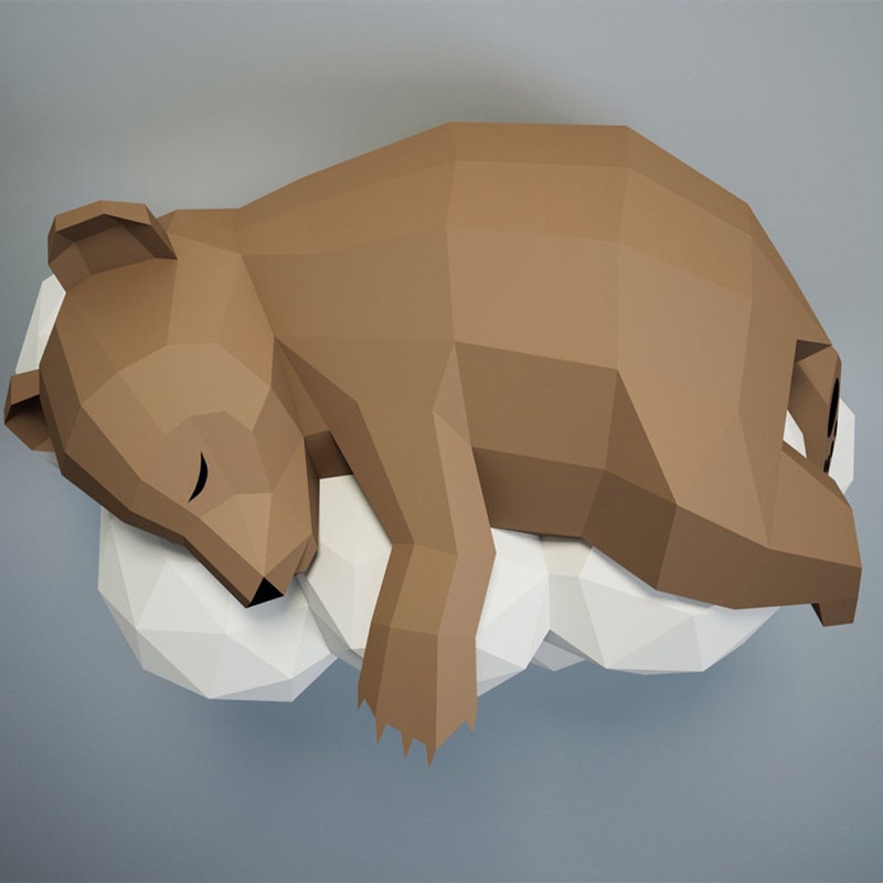 3D Paper Model Little Bear on Cloud Papercraft Hom... – Grandado