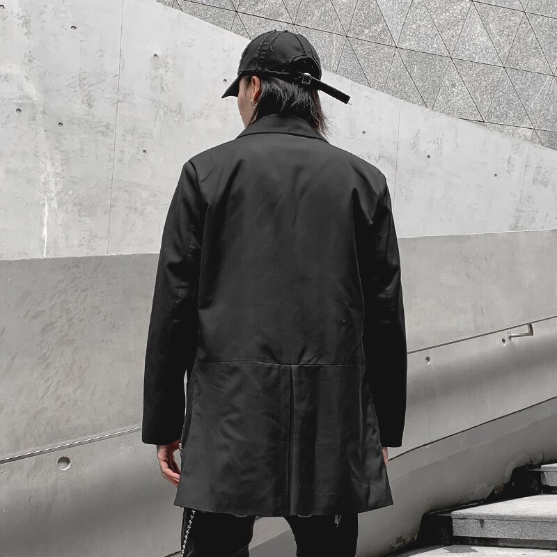Rock punk trench coat men Zippers Harajuku stylish... – Grandado