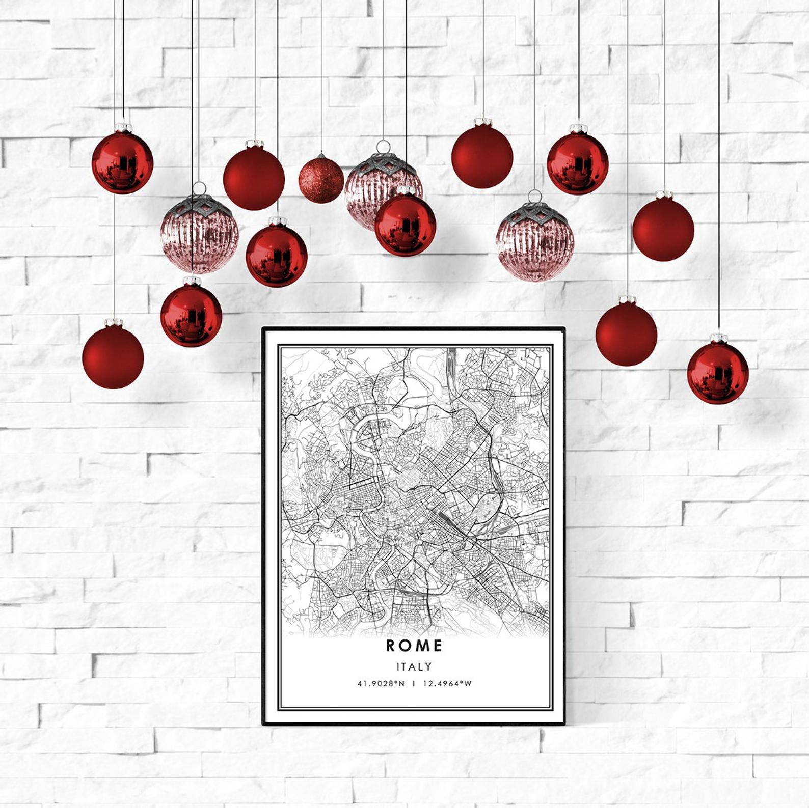 Rome map print poster canvas | Rome city map print... – Vicedeal