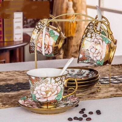 4 st/set lyx porslin ben vintage guld kaffekopp up... – Grandado