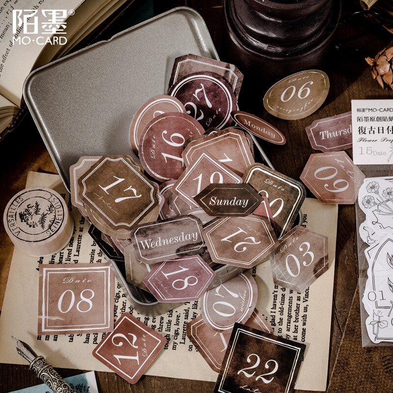 Vintage Datum Briefpapier Sticker Scrapbooking Maa... – Grandado